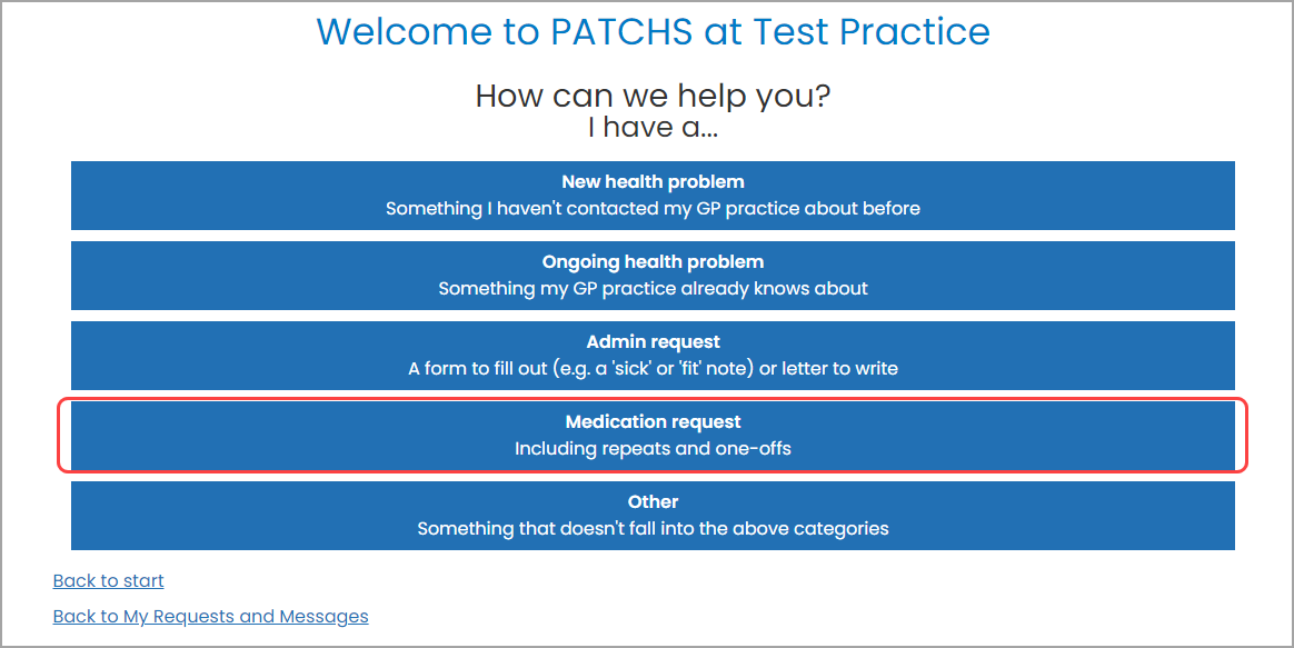 Request settings – PATCHS Support