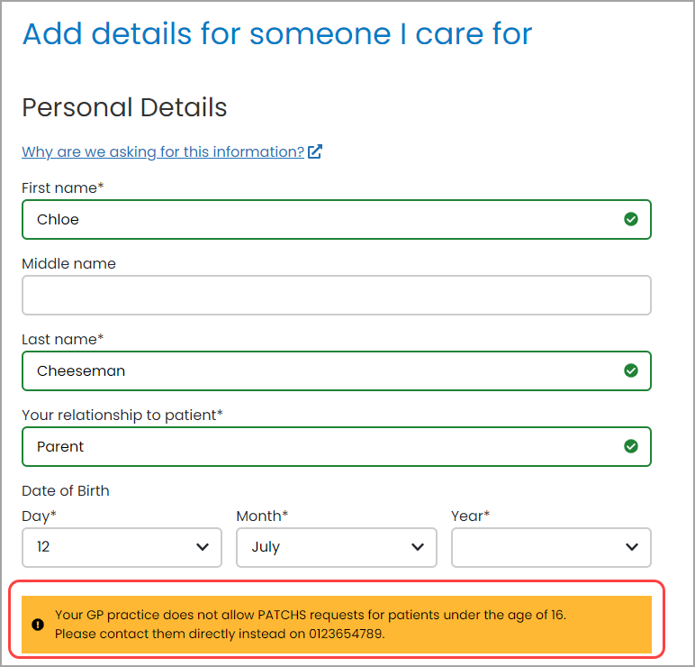 Request settings – PATCHS Support