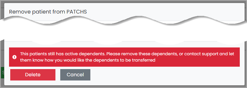 Patient and Request Removal – PATCHS Support