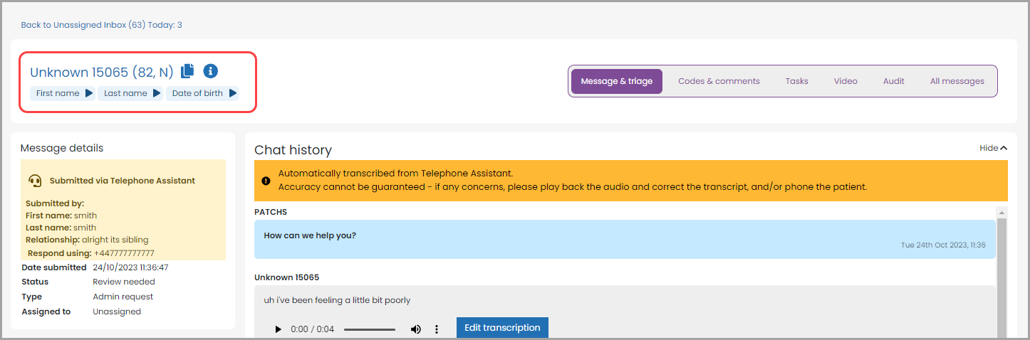 Patchs Telephone Assistant – PATCHS Support