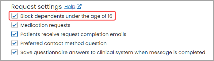 Request settings – PATCHS Support
