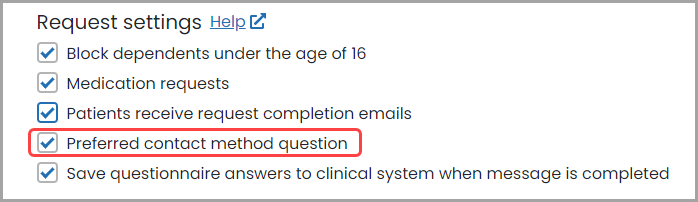Request settings – PATCHS Support