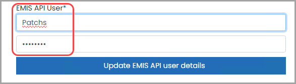 EMIS Settings for Partner Integration – PATCHS Support