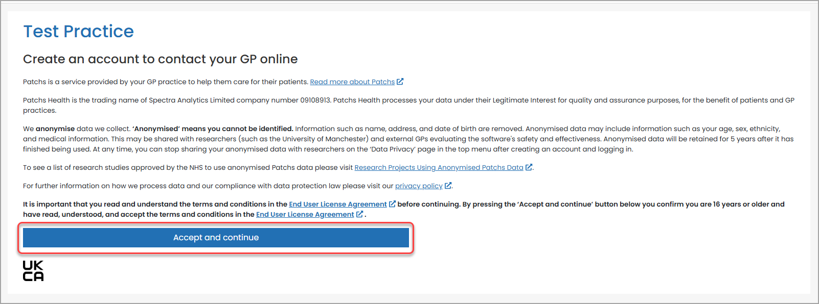 Changing your Carer Account to a Patient Account – PATCHS Support