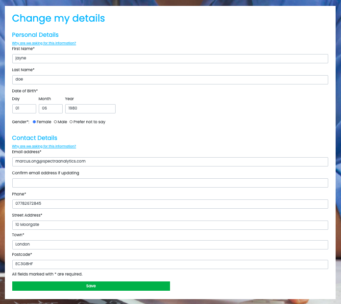 Changing your Details – PATCHS Support