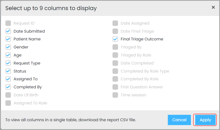 Request reports – PATCHS Support