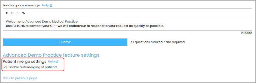 Patient merge – PATCHS Support
