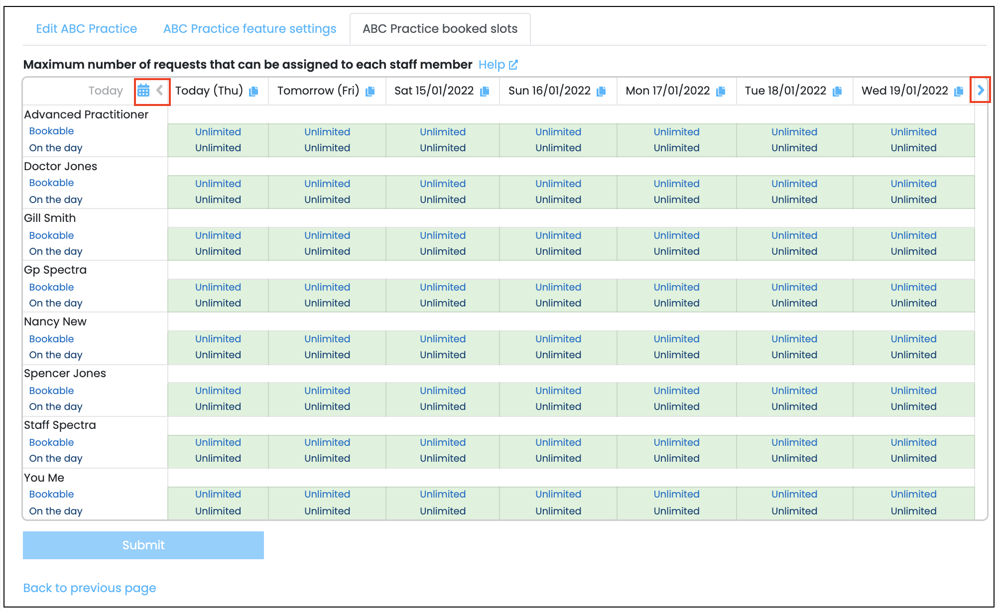 Booked slots – PATCHS Support